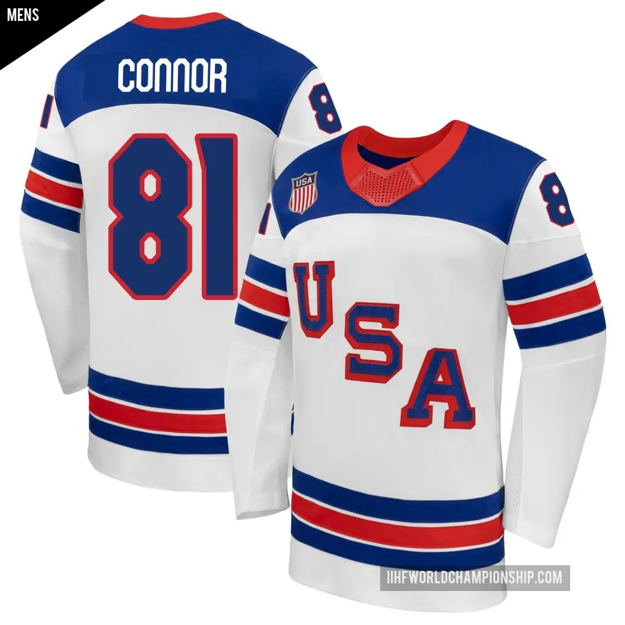 Youth Team USA ＃81 Kyle Connor White Premium Hockey 2026 Olympic Away ...
