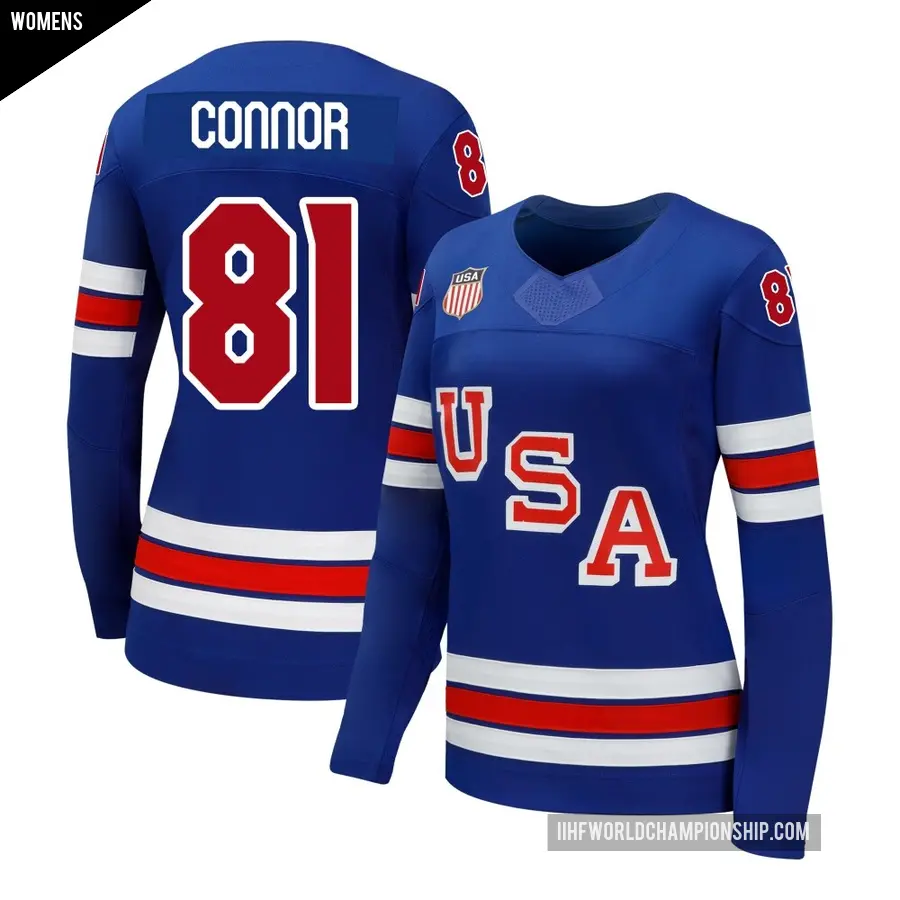 Youth Team USA ＃81 Kyle Connor Royal Premium Hockey 2026 Olympic Home ...